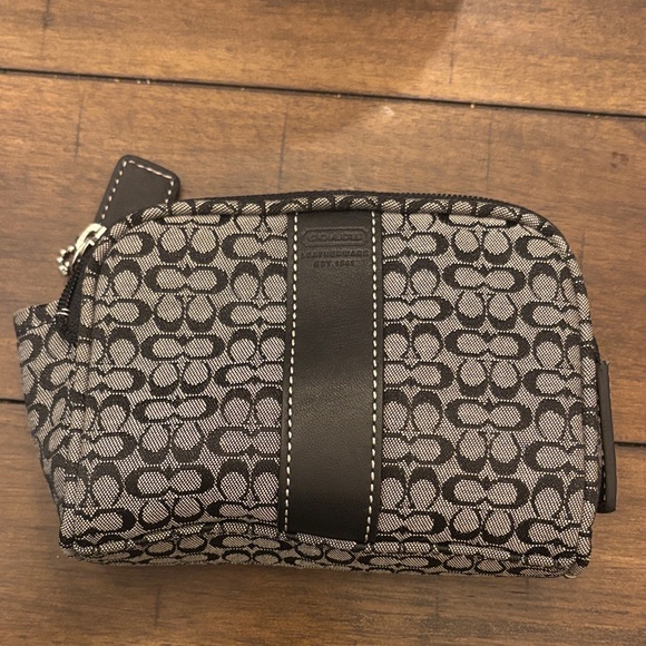 Coach | Bags | Coach Signature Black And Gray Toiletry Bag | Poshmark